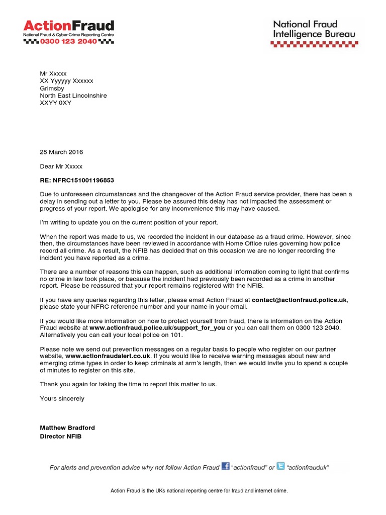 Action Fraud Response - Redact | PDF