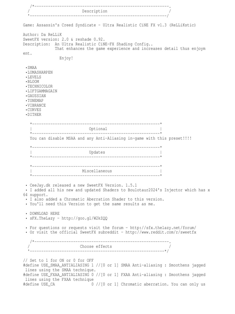 SweetFX - Settings - Assassin's Creed Syndicate - AC-Syndicate Ultra ...