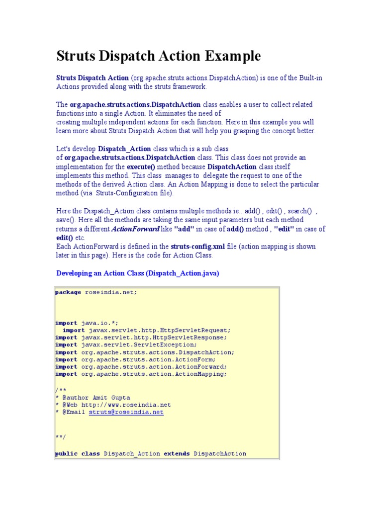 Struts Dispatch Action Example Pdf Method Computer Programming Java Server Pages