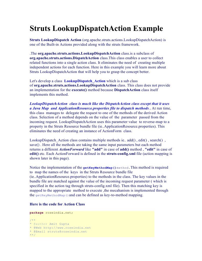 Struts Look Up Dispatch Action Example | Download Free PDF | Method (Computer Programming ...