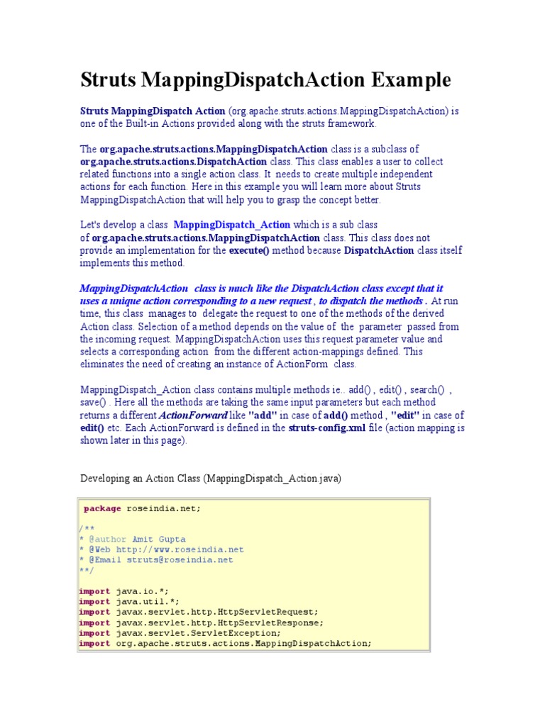 Struts Mappingdispatchaction Example Pdf Method Computer Programming Java Server Pages
