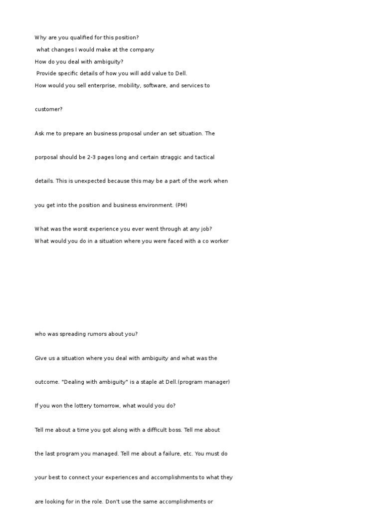 Dell Interview Questions | Download Free PDF | Dell | Question
