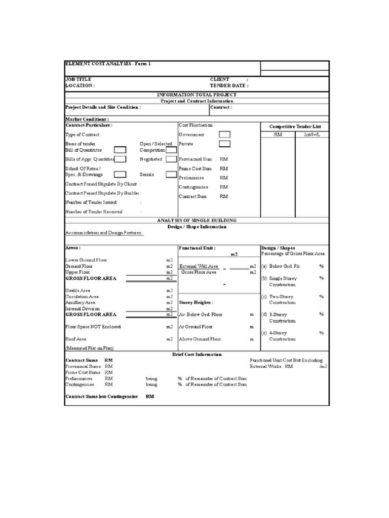 Elemental Cost Analysis | PDF