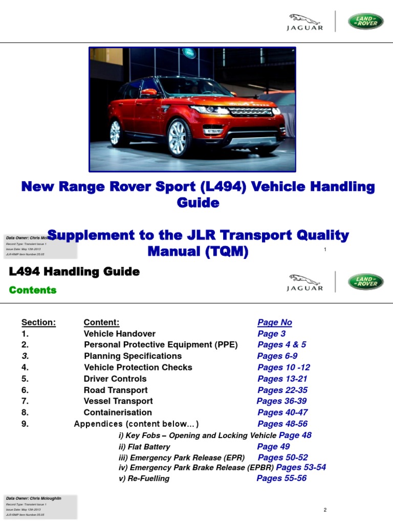 Ranger Over Sport L 494 Vehicle Handling Guide | PDF | Transmission ...