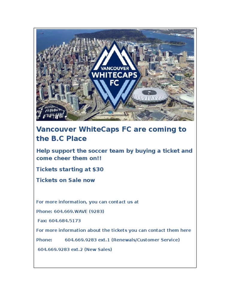 Vancouver WhiteCaps FC Tickets Sale | PDF