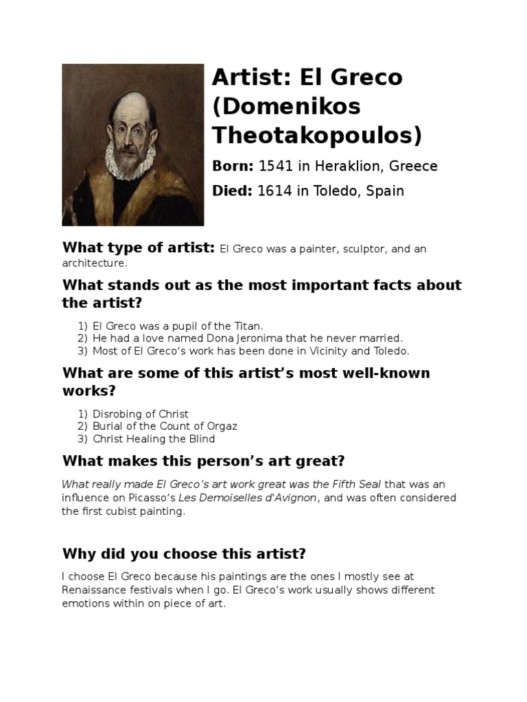 El Greco: Influential Renaissance Artist | PDF