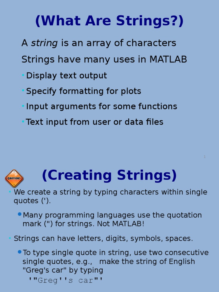 (What Are Strings?) : A String Is An Array of Characters Strings Have ...