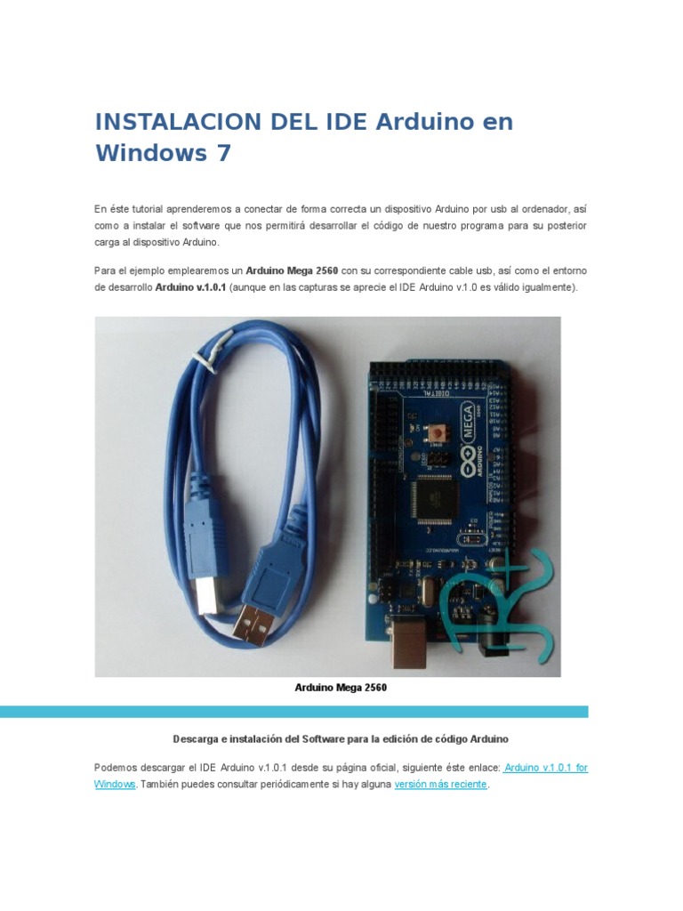 Instalacion Del Ide Arduino en Windows 7 | PDF | Arduino | Programa de computadora