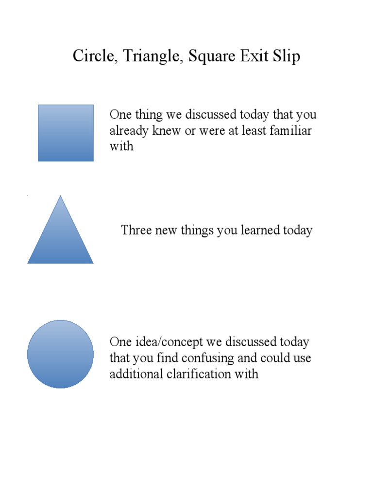 Exit Slip: Shapes Learning Reflection | PDF