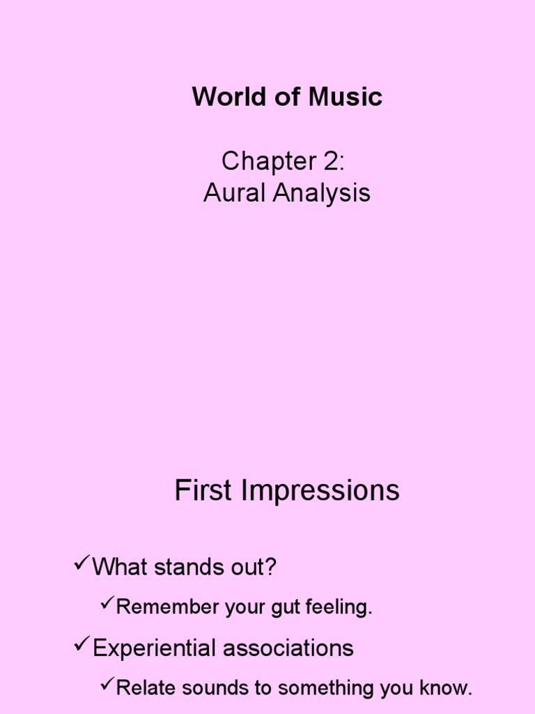 World of Music: Aural Analysis | PDF | Language Arts & Discipline | Art