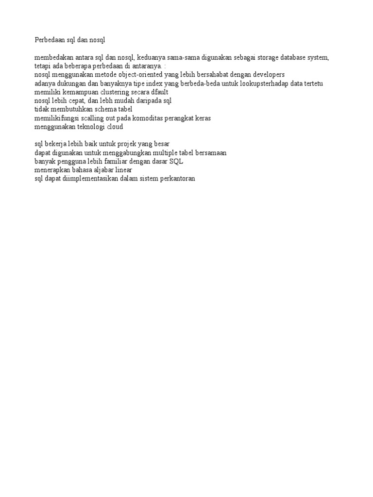 Perbedaan Sql Dan Nosql Pdf