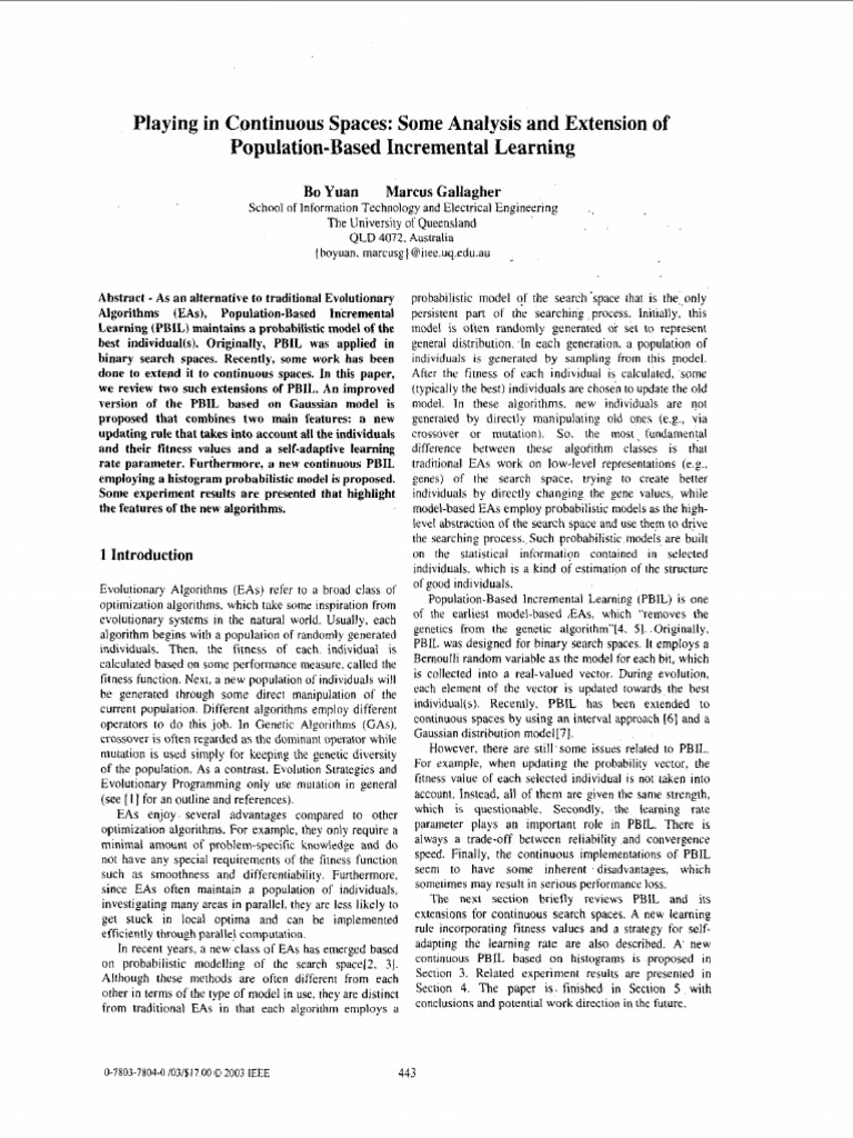 Population Based Incremental Learning | PDF | Mathematical Optimization | Normal Distribution