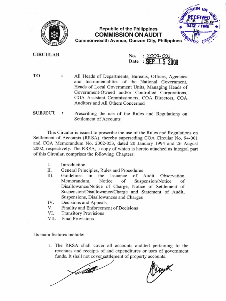 COA Circular 2009-006 | PDF