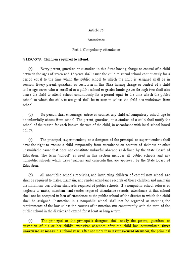 Compulsory School Attendance Laws | PDF | Legal Guardian | State School