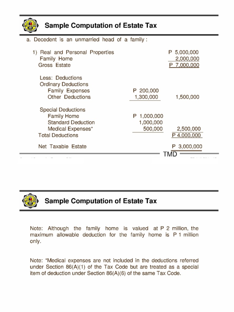 Sample Computation of Estate Tax | PDF