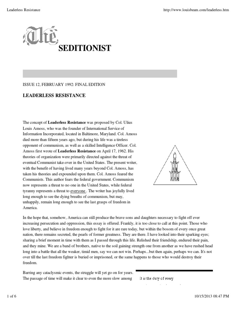 Leaderless Resistance | PDF | Resistance Movements | Espionage