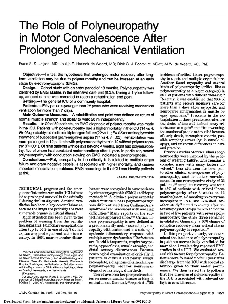 The Role of Polyneuropathy PDF | PDF | Electromyography | Peripheral ...
