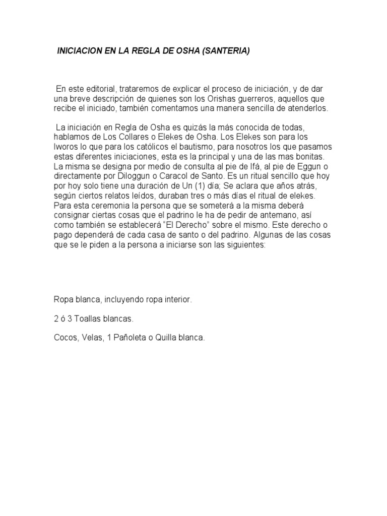 Iniciacion En La Regla De Osha Pdf