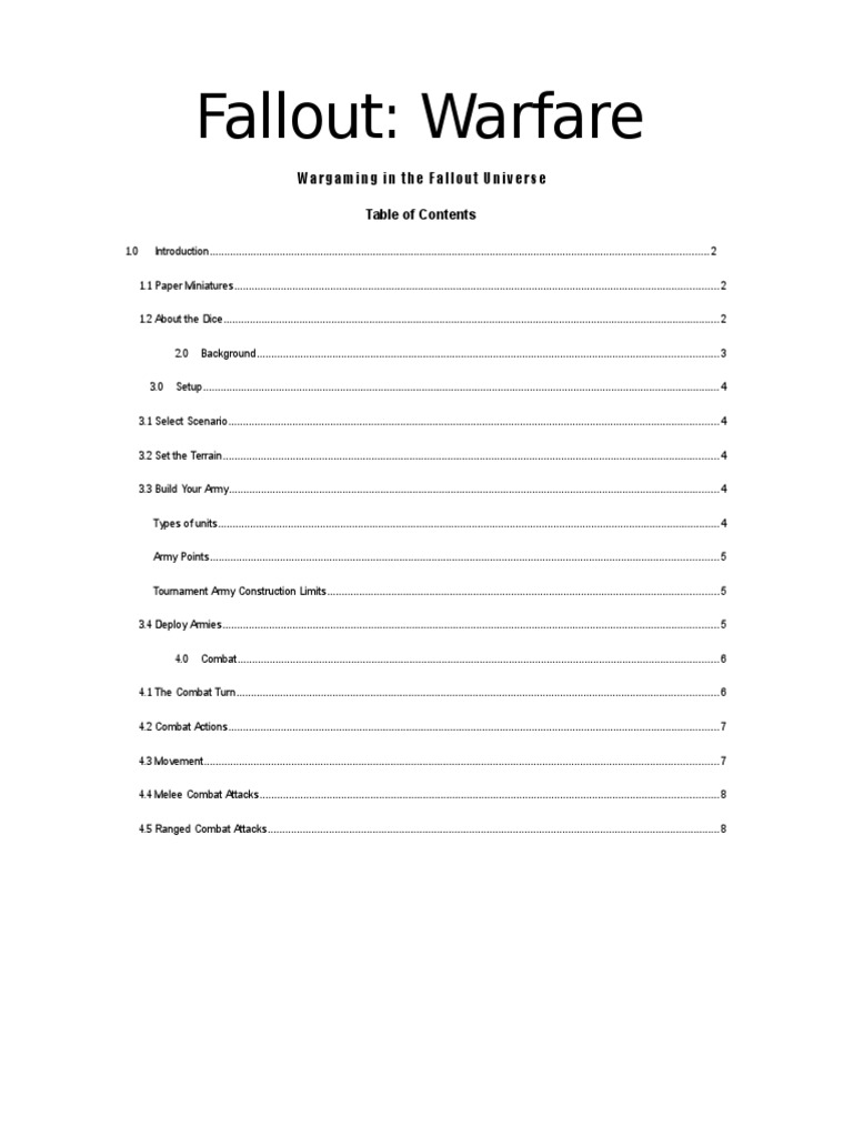 Fallout Warfare: Wargaming Guide | PDF | Leisure | Armed Conflict