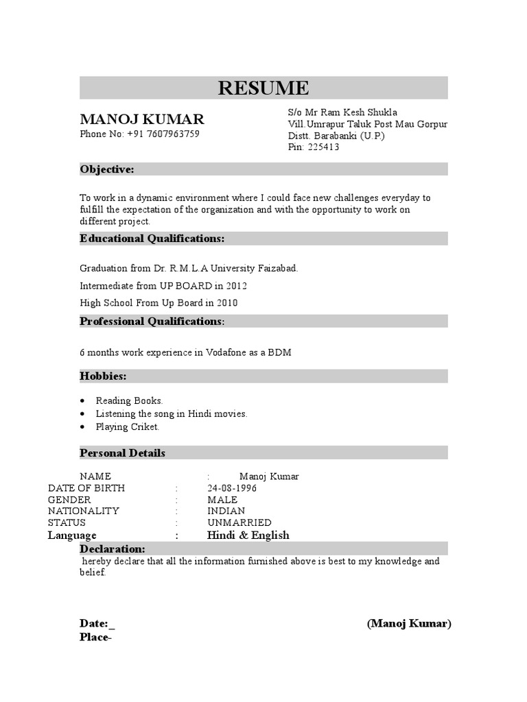Sonu CV | PDF