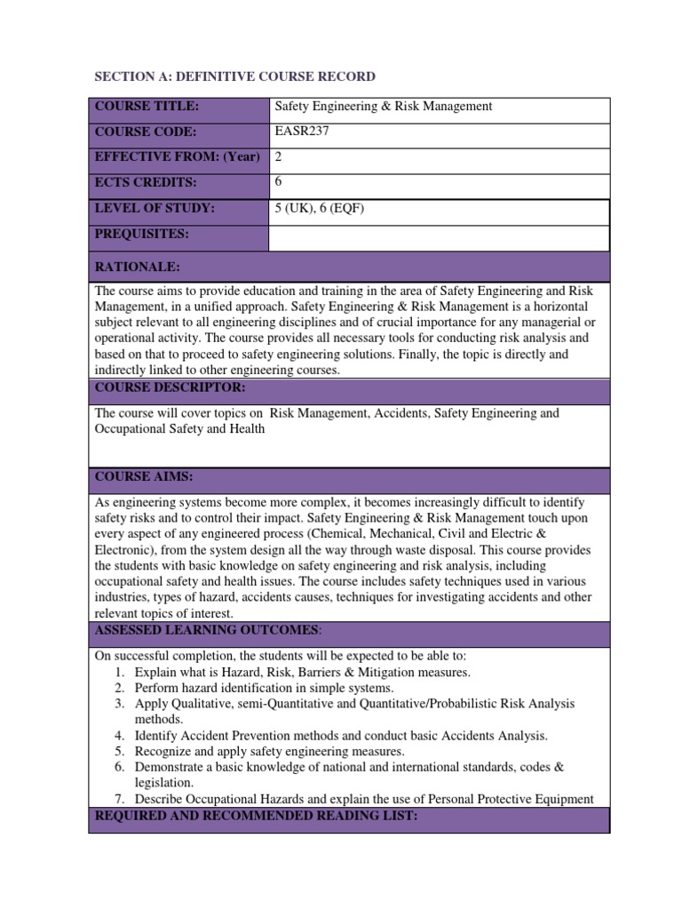 Risk Analysis and Management | PDF | Risk Management | Engineering