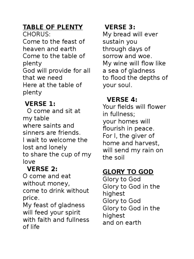 Table of Plenty Verse 3 | PDF | Lord's Prayer | Abrahamic Religions