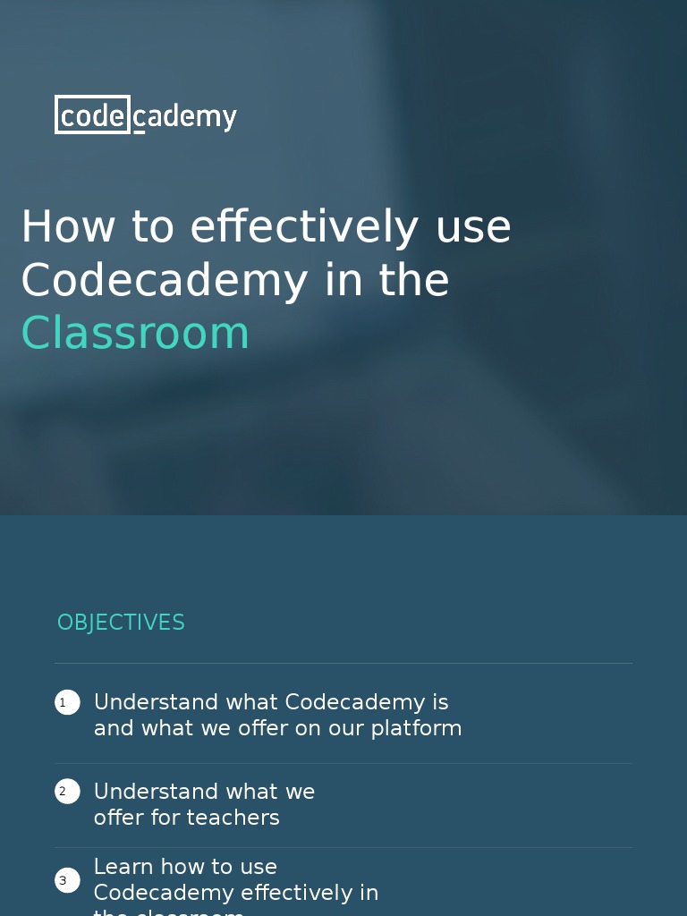 How To Effectively Use Codecademy in The: Classroom | Download Free PDF ...