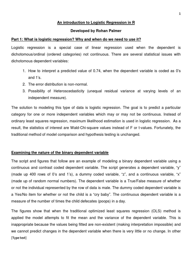 An Introduction To Logistic Regression in R | PDF | Logistic Regression ...