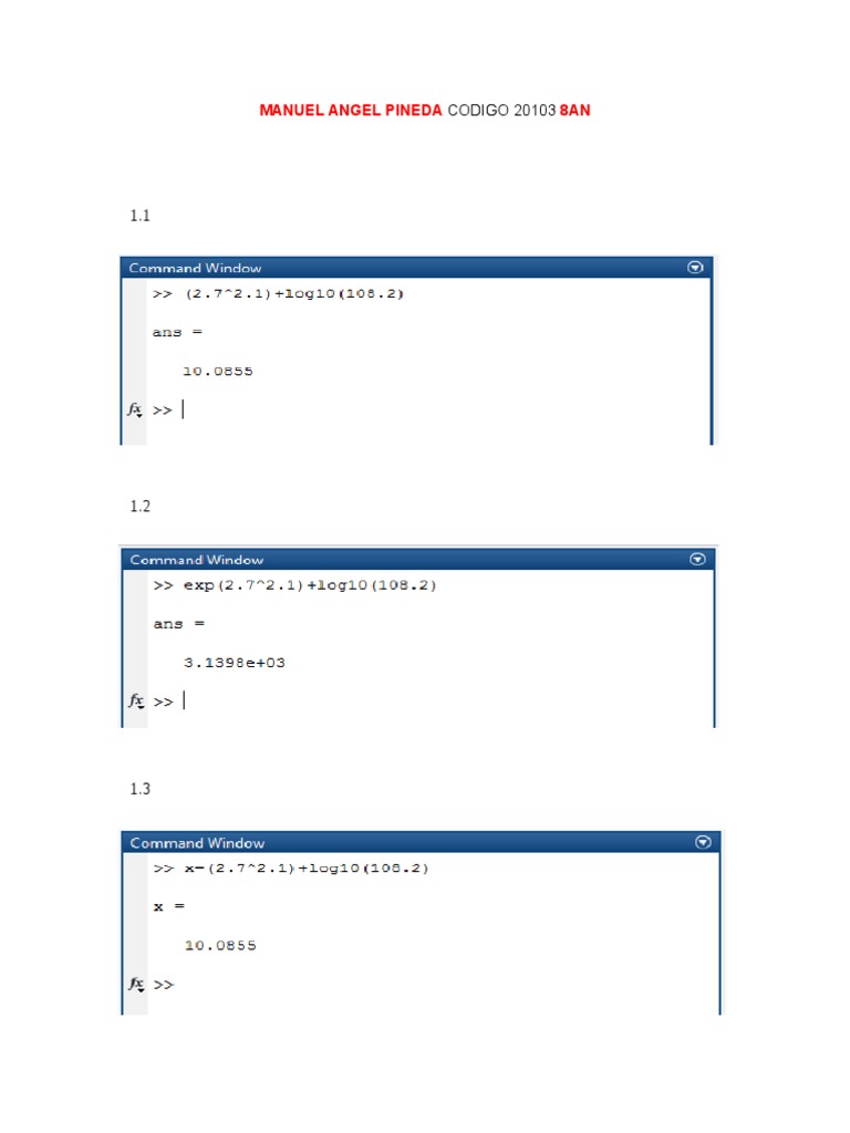 Tutorial de Matlab SOLUCIONARIO | PDF