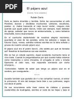 Resumen El Pajaro Azul Ruben Dario | PDF