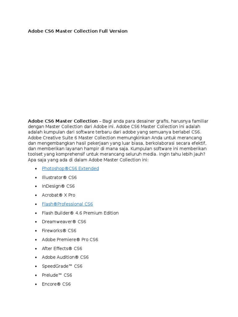 Adobe CS6 Master Collection Full | PDF | Seni