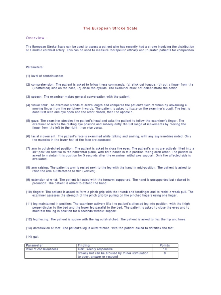 European Stroke Scale | PDF | Anatomical Terms Of Motion | Foot