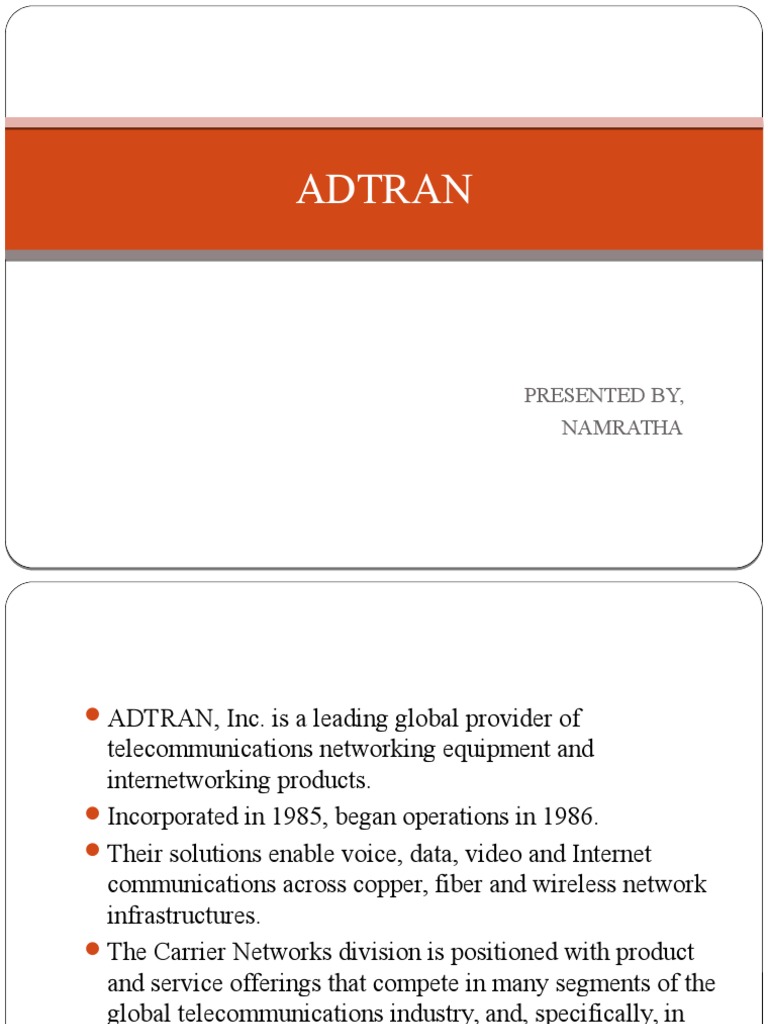 ADTRAN: Leading Telecom Solutions Provider | PDF