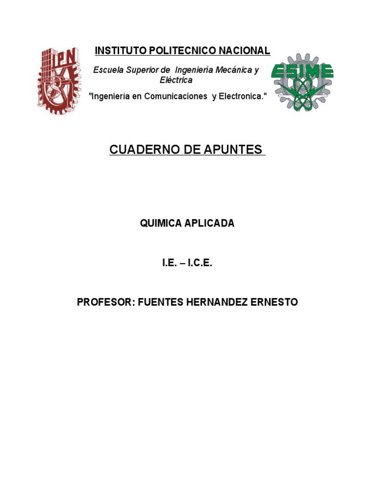 2 Parte De Los Apuntes Quimica Aplicada I E I C E Pdf Gases