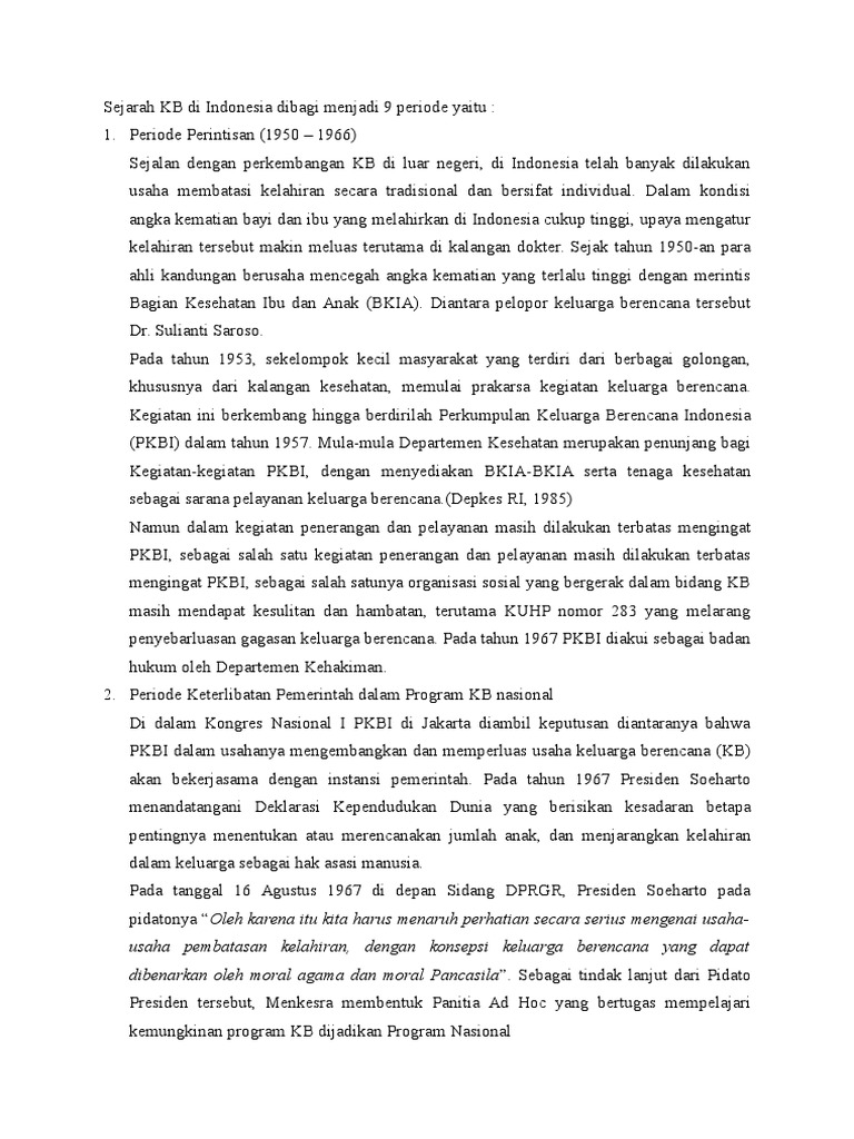 Sejarah KB Di Indonesia | PDF