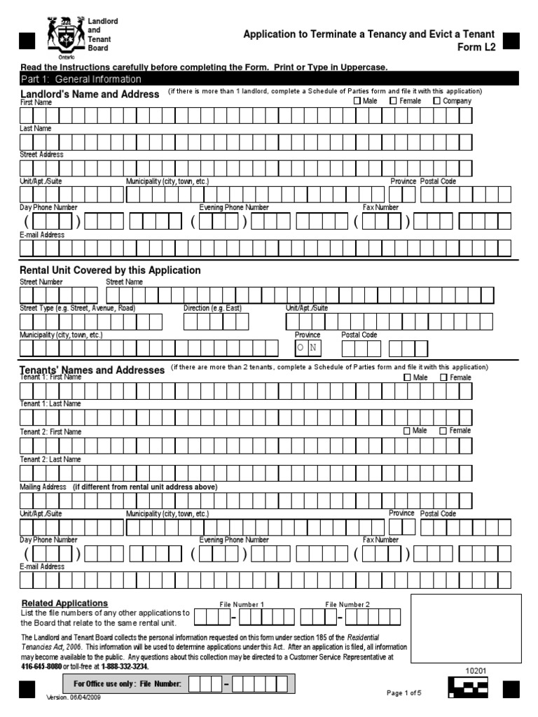 L2 - Application to Evict a Tenant (N12 Etc) | Leasehold Estate | Eviction