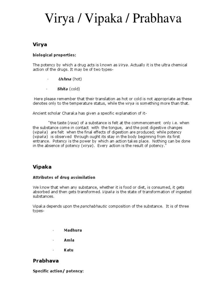 Virya - Vipaka - Prabhava | PDF