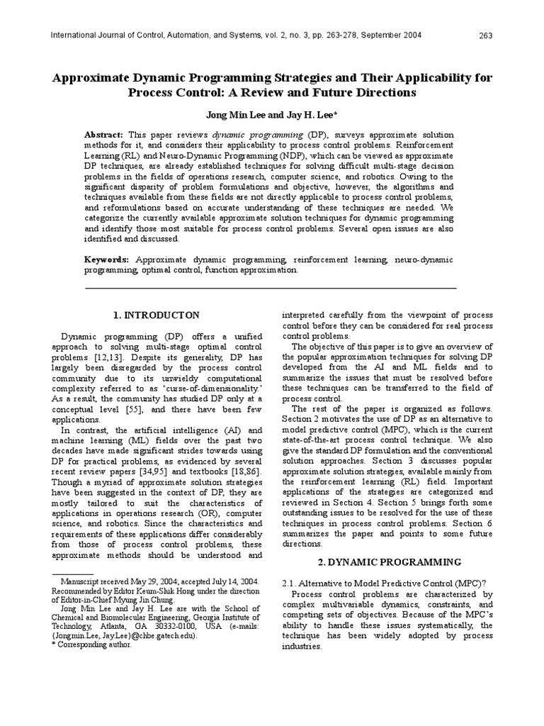 IJCAS v2 n3 pp263-278 | PDF | Mathematical Optimization | Dynamic Programming