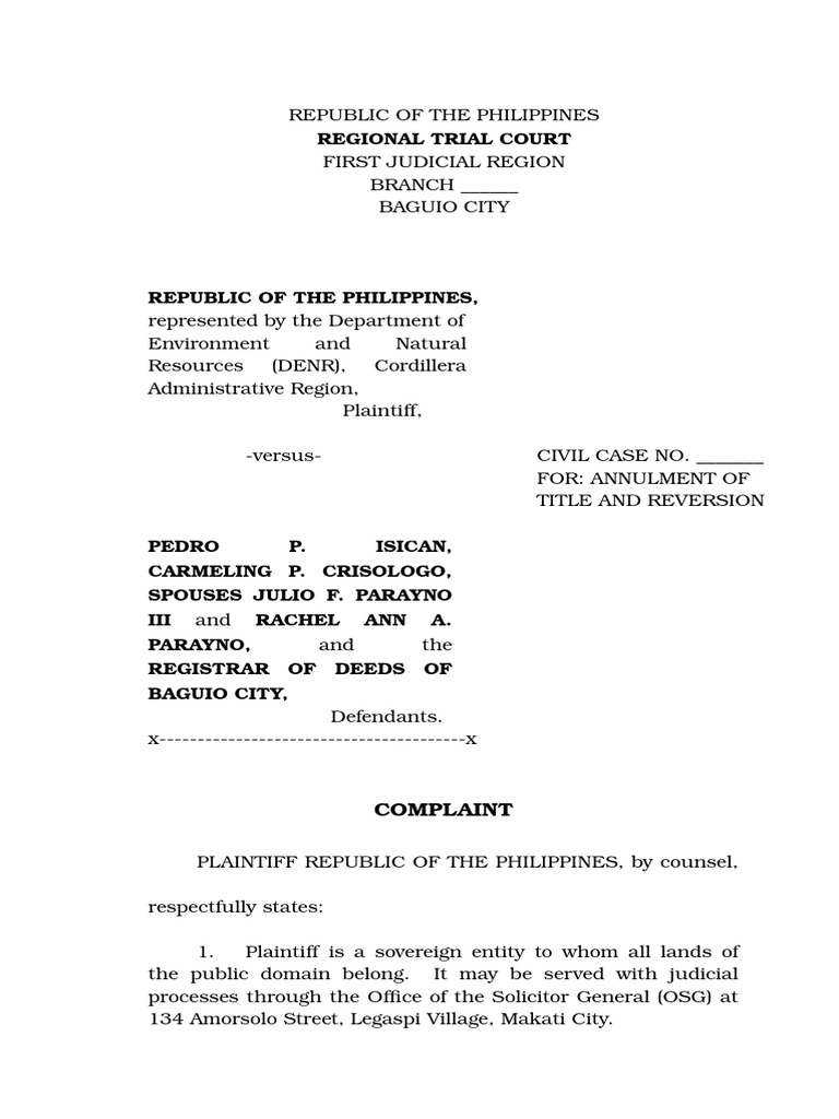 Regional Trial Court: Complaint | Download Free PDF | Lawsuit | Certiorari