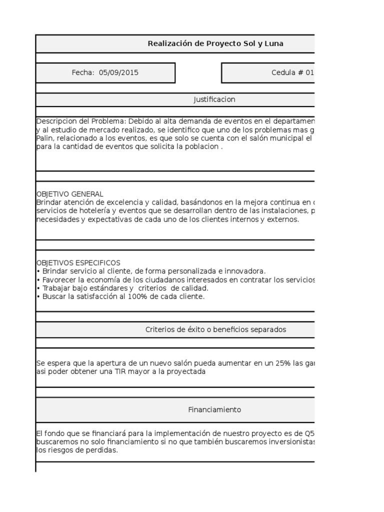 Cedula Proyecto | PDF | Cliente | Calidad (comercial)