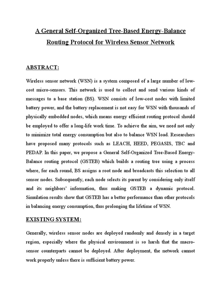 A General Self Organized Tree Based Energy Balance | PDF | Wireless ...
