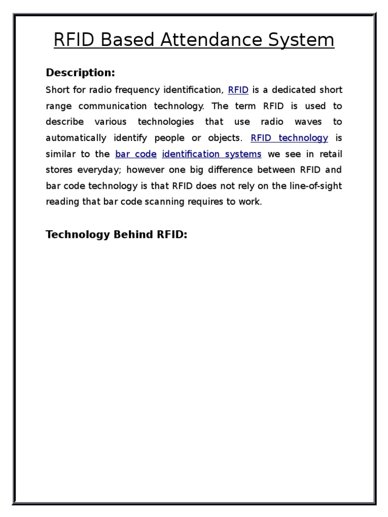RFID Based Attendance System | PDF | Radio Frequency Identification | Radio