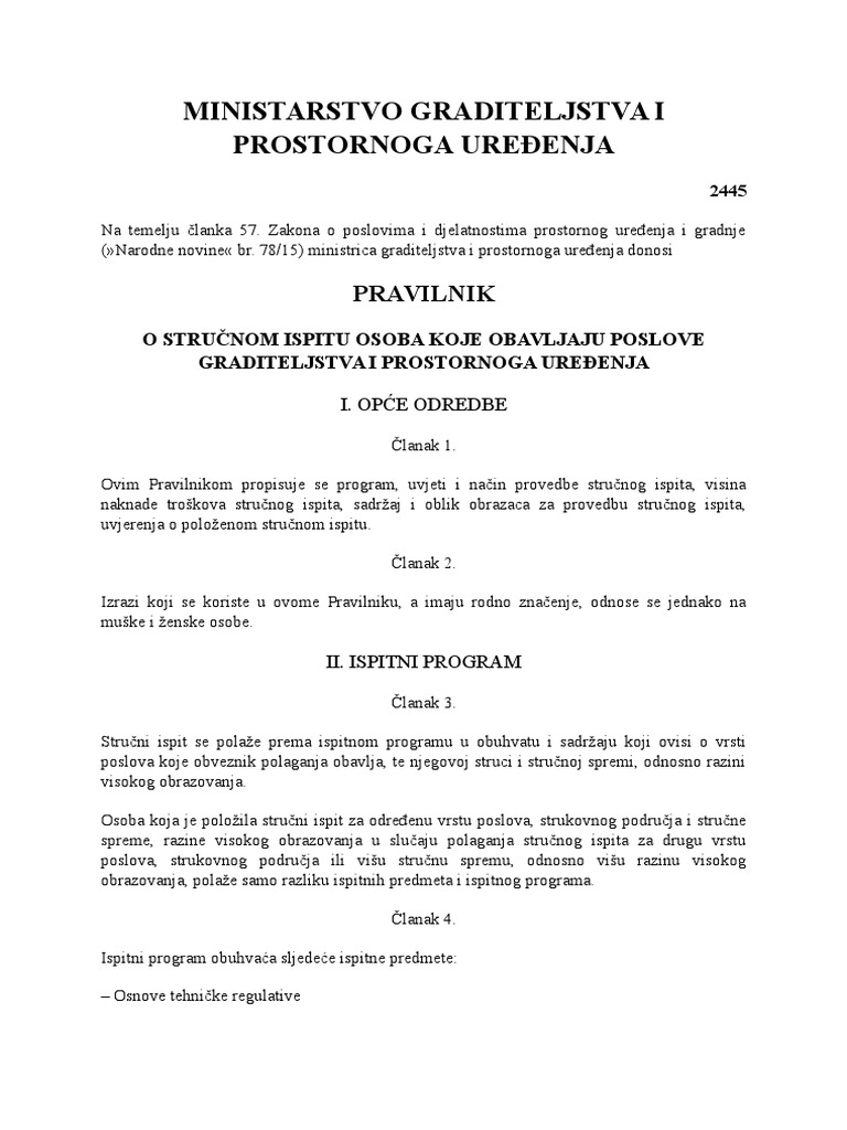 Pravilnik o Polaganju Stručnog Ispita | PDF