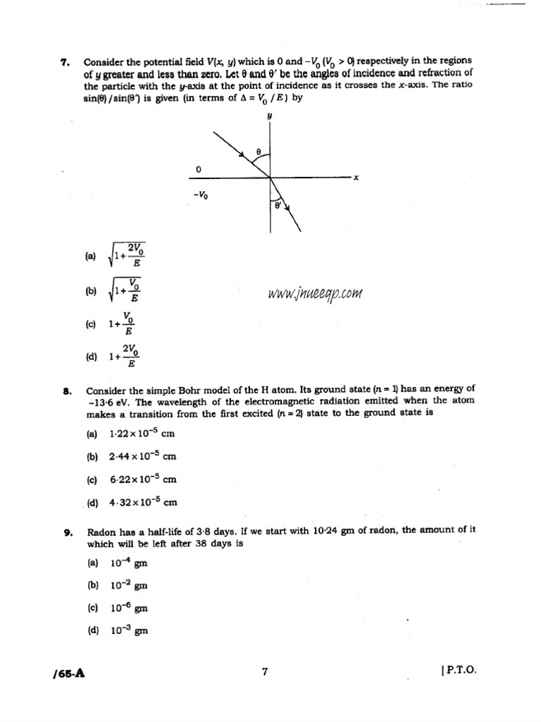 MSC Physics Entrance Exam Solved Question Papers1 | PDF | P–N Junction | Quantity