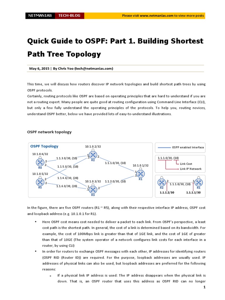 Quick Guide To OSPF: Part 1. Building Shortest Path Tree Topology | PDF ...