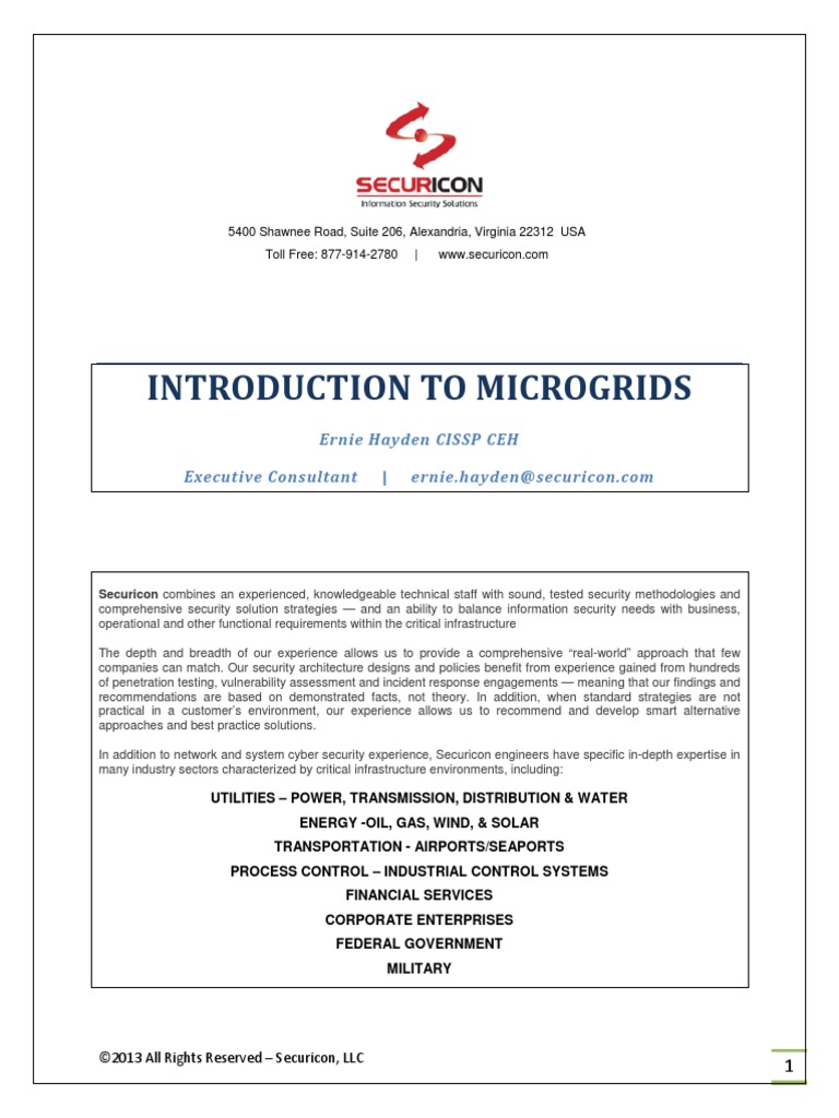 Introduction To Microgrids - Securicon - 2013 - 1 | PDF | Distributed Generation | Electrical Grid