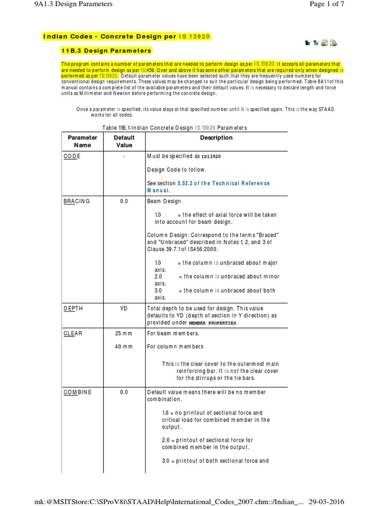 Staad Design Parameter | PDF | Beam (Structure) | Parameter (Computer Programming)