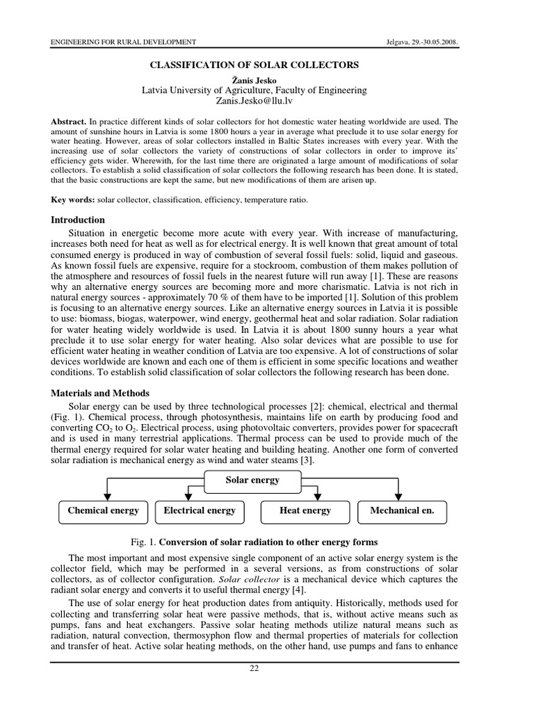 Solar Collector Classification | PDF | Solar Energy | Heat Transfer