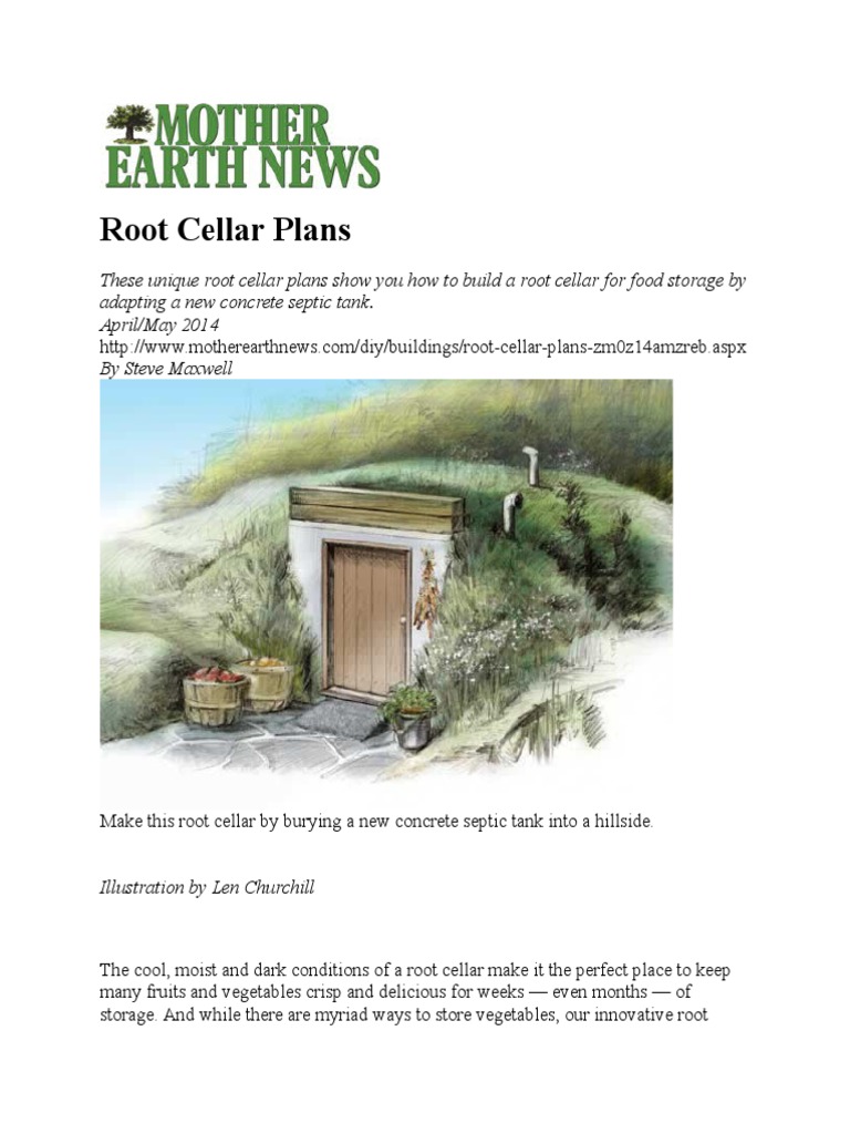 Root Cellar Plans | Basement | Septic Tank