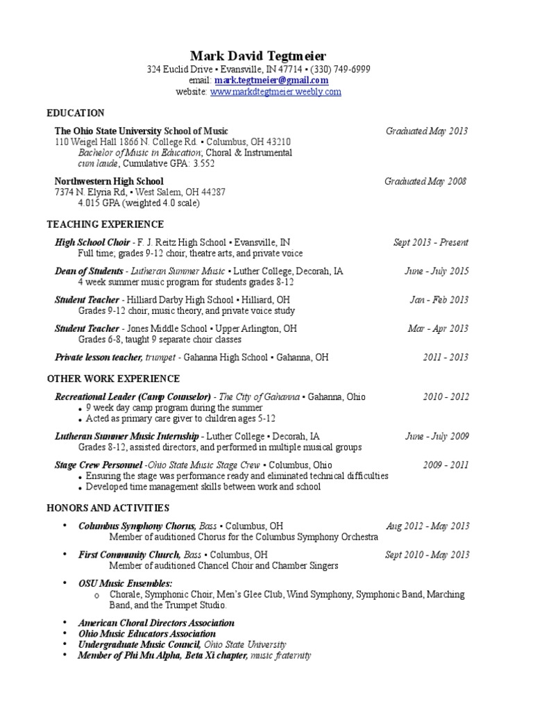 Mark Tegtmeier Resume | PDF